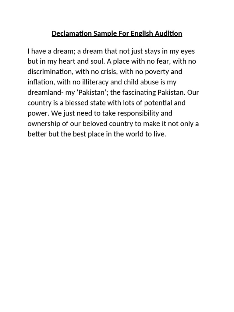 Declamation Audition | PDF