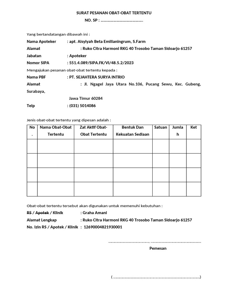 SURAT PESANAN OOT SSI | PDF
