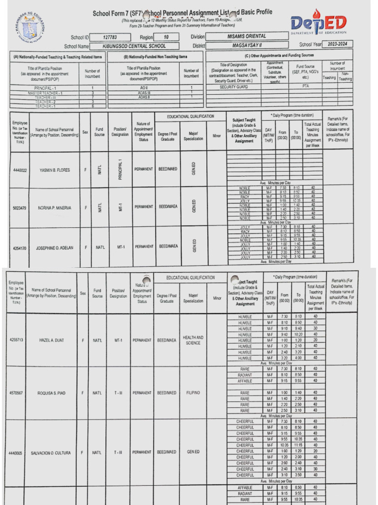 School Form 7 | PDF