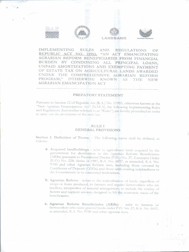 IRR of RA 11953 (implementing rules and regulations | PDF