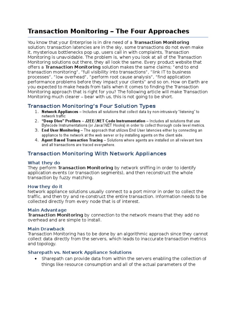 Transaction Monitoring | PDF | Operating System | Application Software