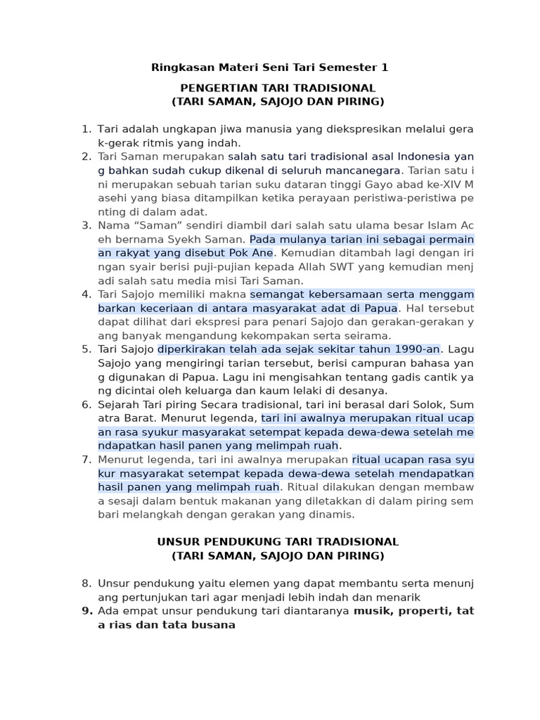 Materi Seni Tari Kelas 5 | PDF