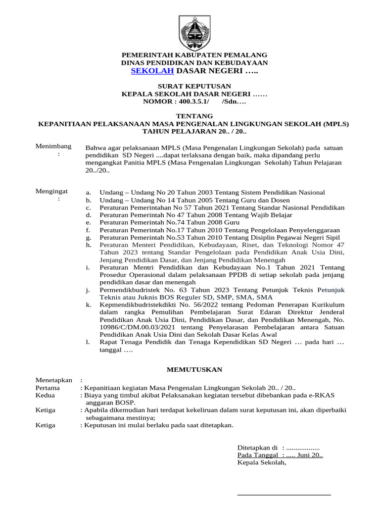 Contoh SK Mpls | PDF