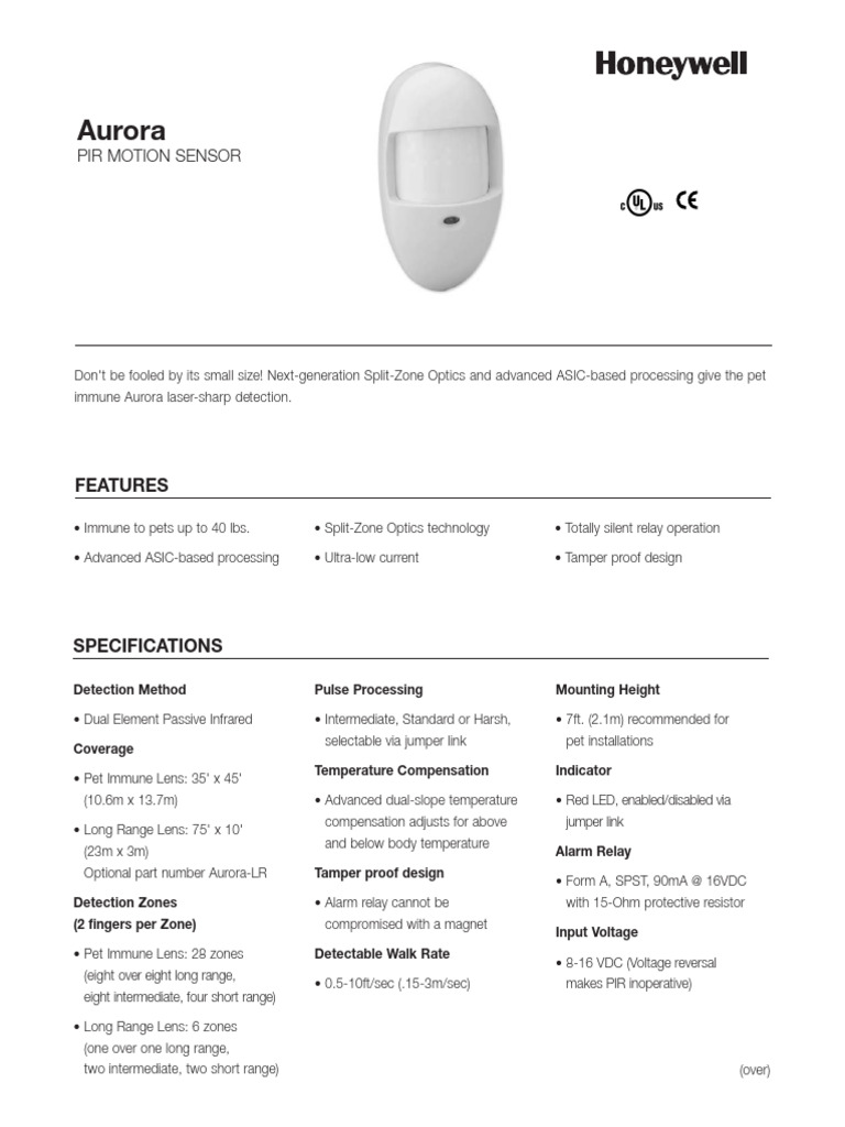 Sensor de Movimiento Aurora Honeywell | PDF