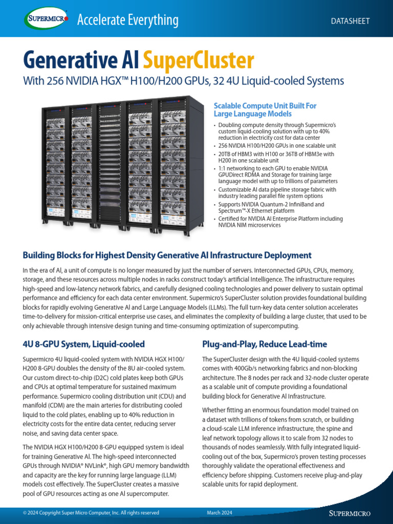 Datasheet SuperCluster 4U | PDF | Graphics Processing Unit | Scalability