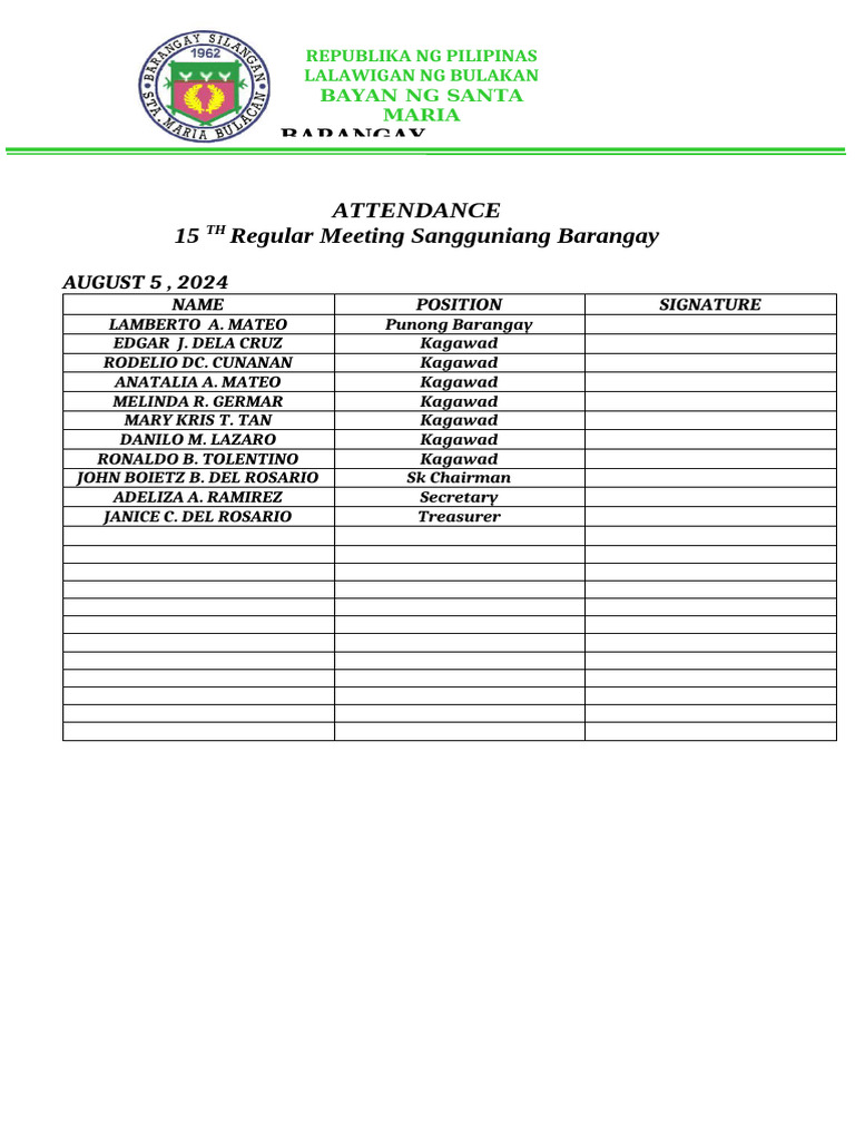 FOOD Attendance | PDF