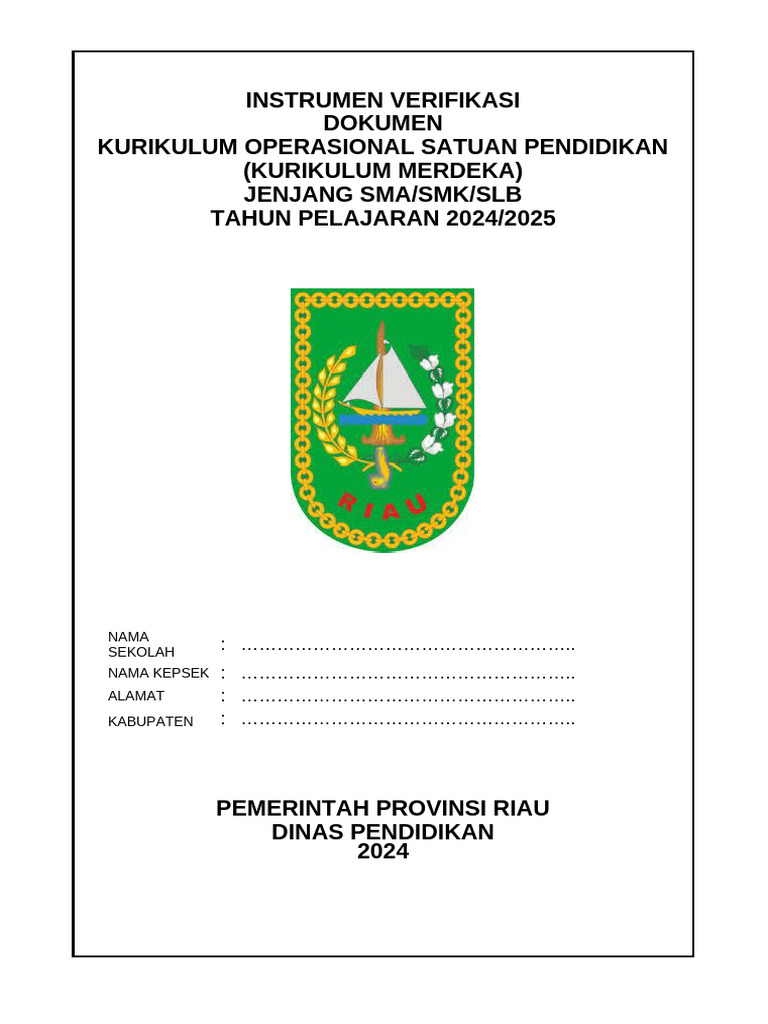 Instrumen Verifikasi KOSP SMA SMK - 2024 | PDF