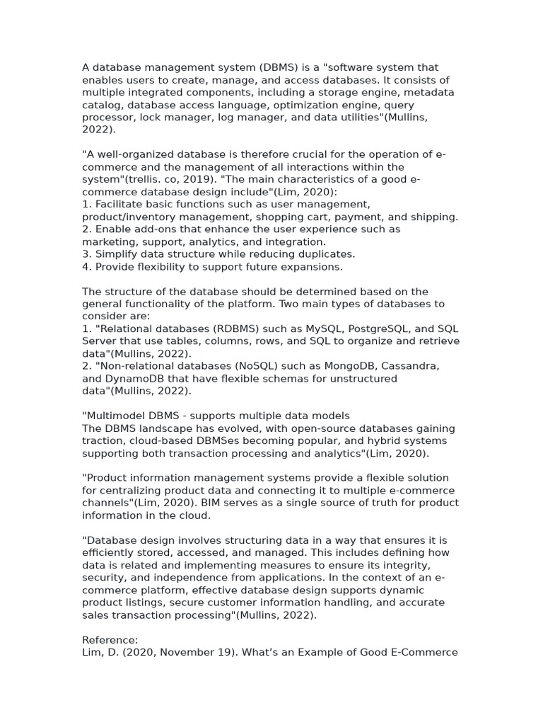 A database management system discussion assignment unit 1 Database | PDF