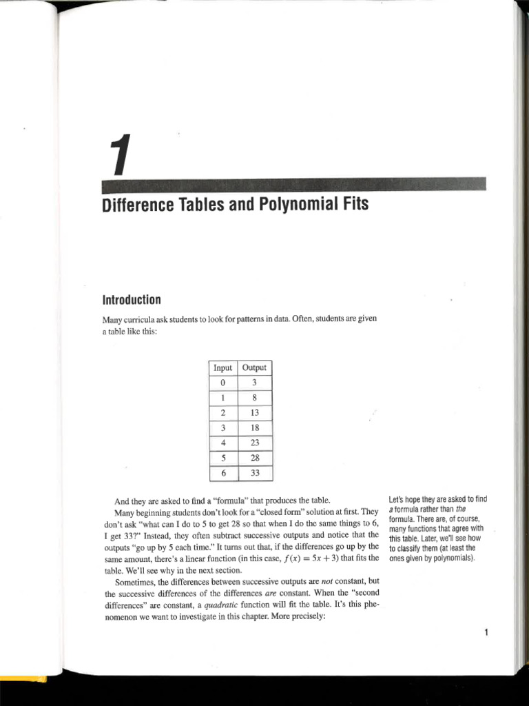 Difference Tables and Polynomial Fits | PDF