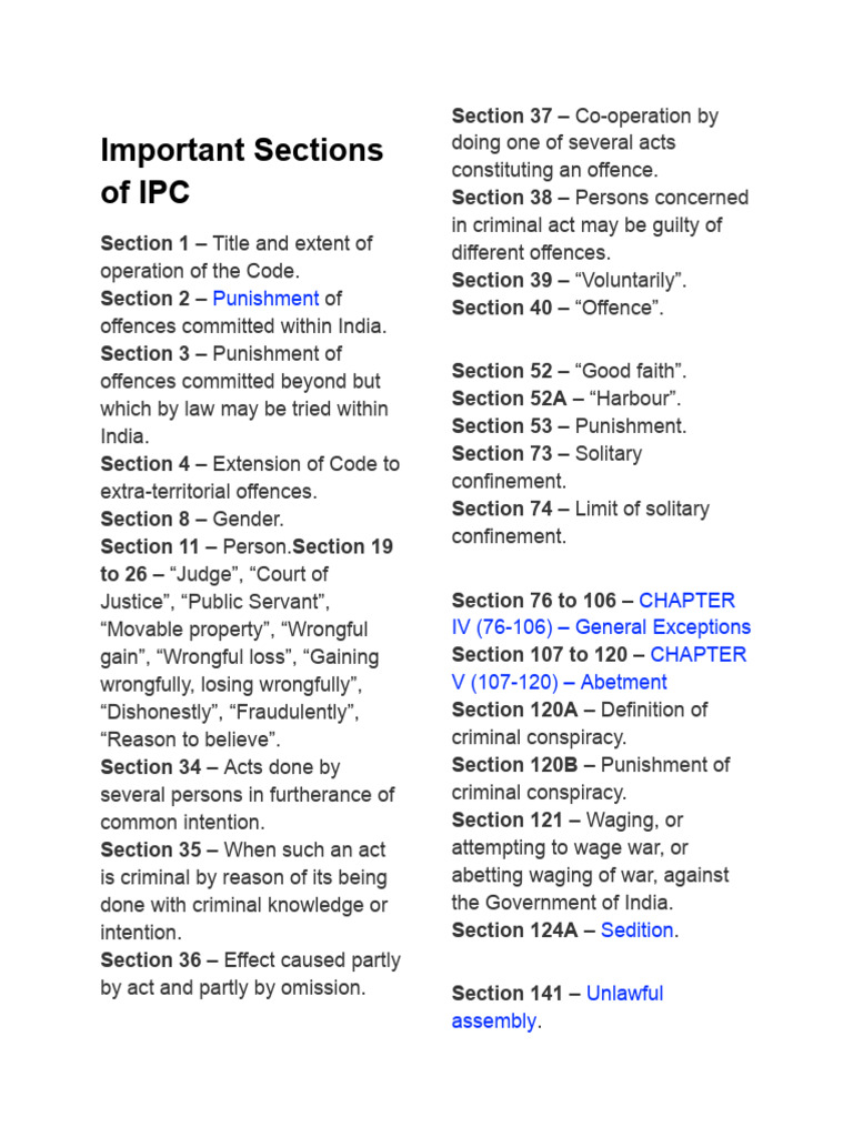 Important Sections of IPC | PDF