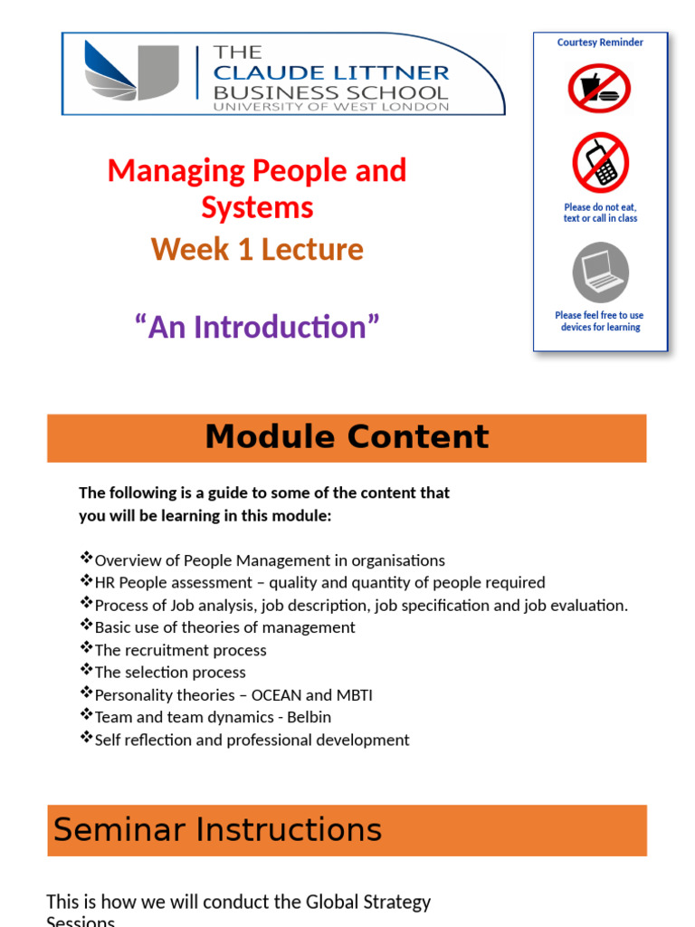Week1 Lecture 1 MPS Intro To HRM | PDF