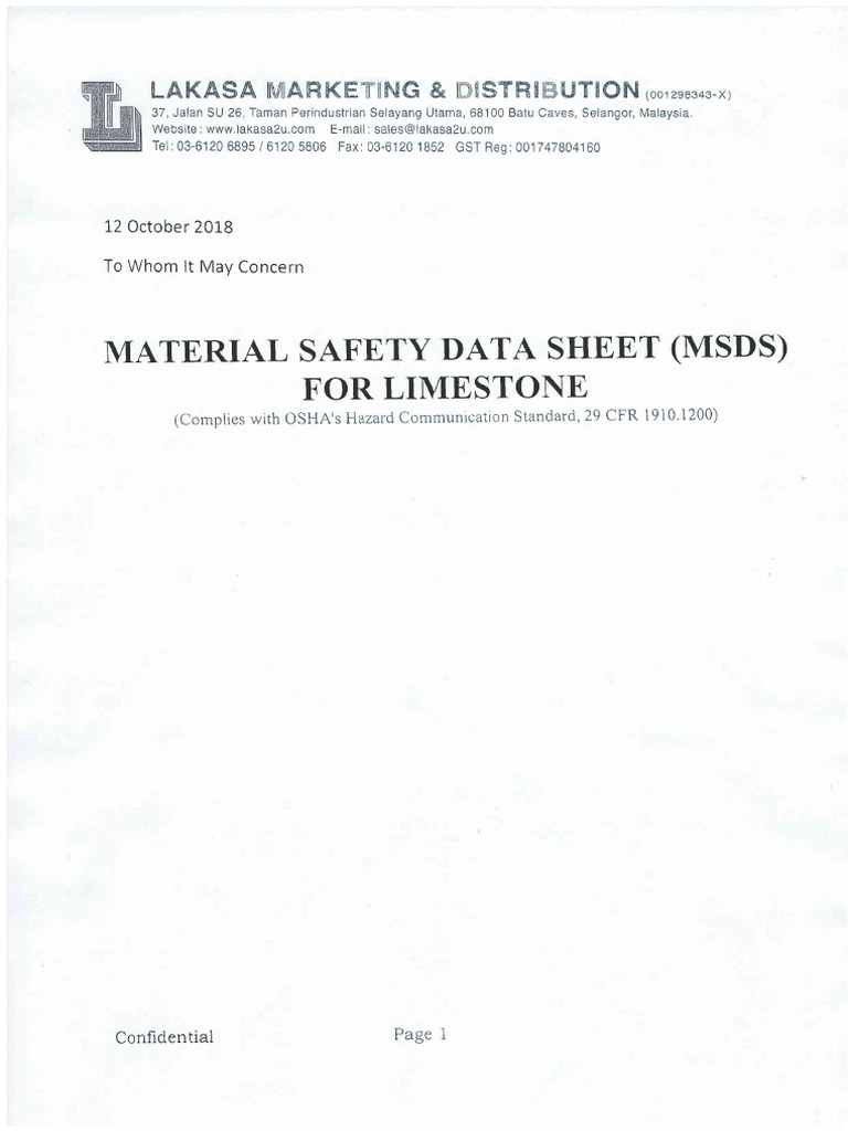 MSDS-limestone | PDF