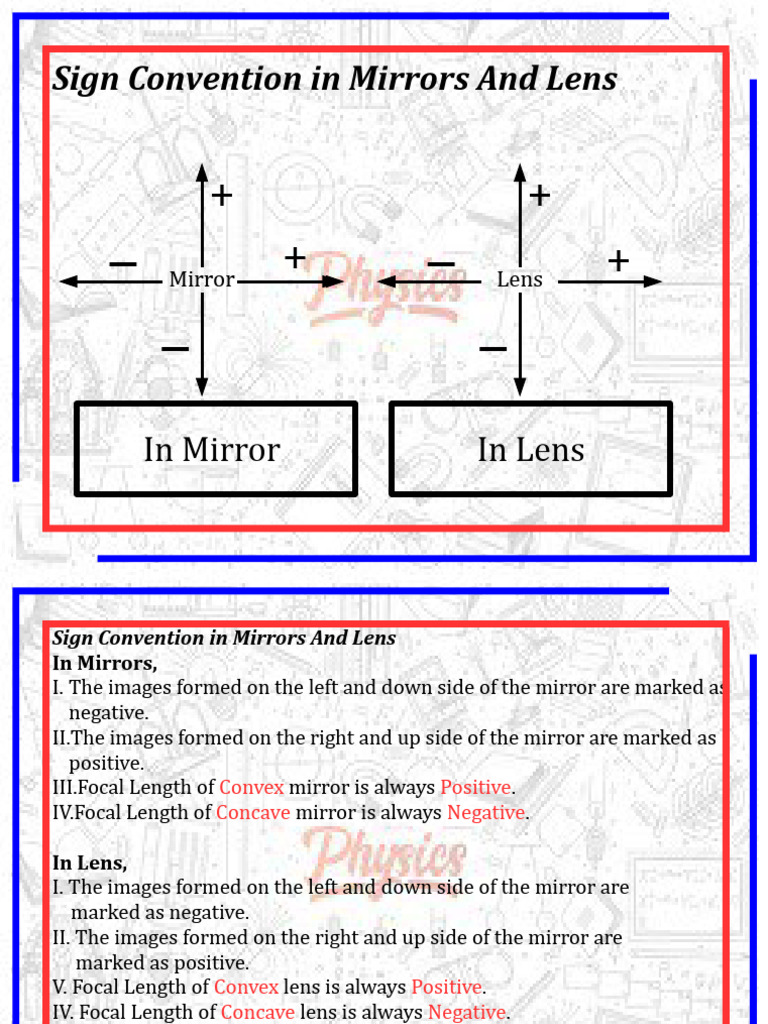 Sign Convention in Mirrors and Lens | PDF