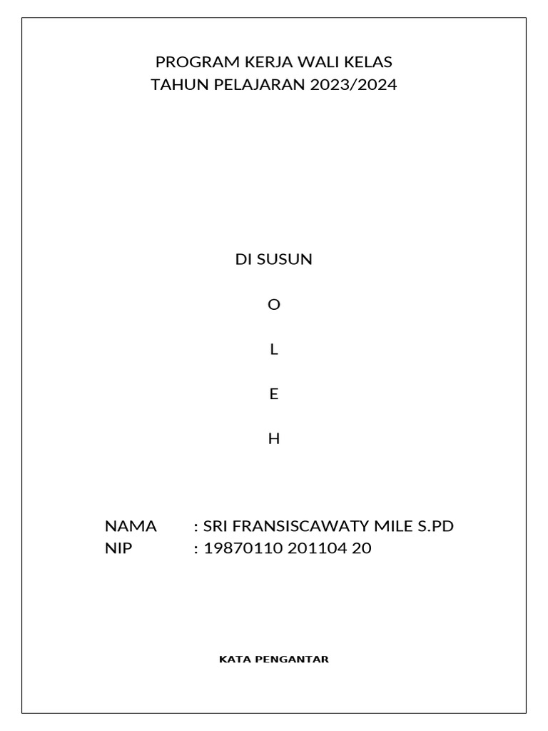 Laporan Program Kerja Wali Kelas | PDF