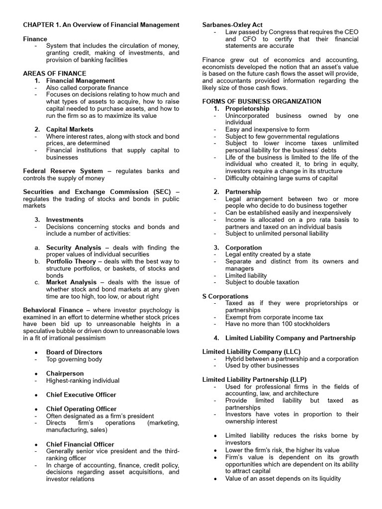 Financial Management Notes | PDF | Stocks | Law