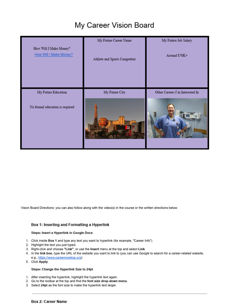 Copy of Master Student Copy Career Vision Board Template | PDF