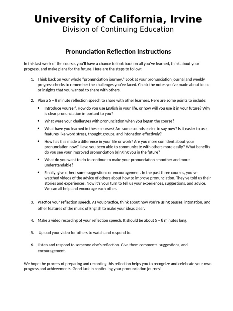 01 Reflection-Assignment Reflection Instructions | PDF