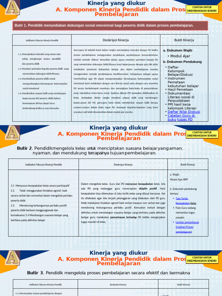 Contoh Model Deskripsi Kinerja 3 Komponen | PDF