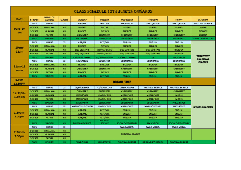 Arts & Science Modified Schedule | PDF