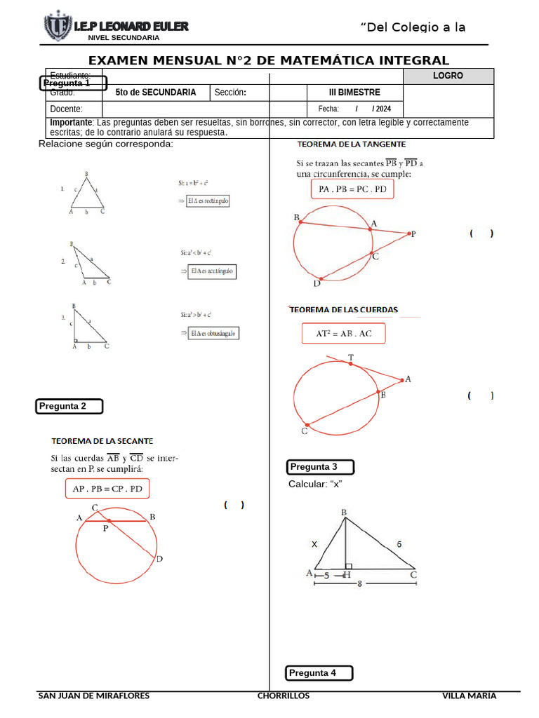Em2 Geometría - 4°sec | PDF