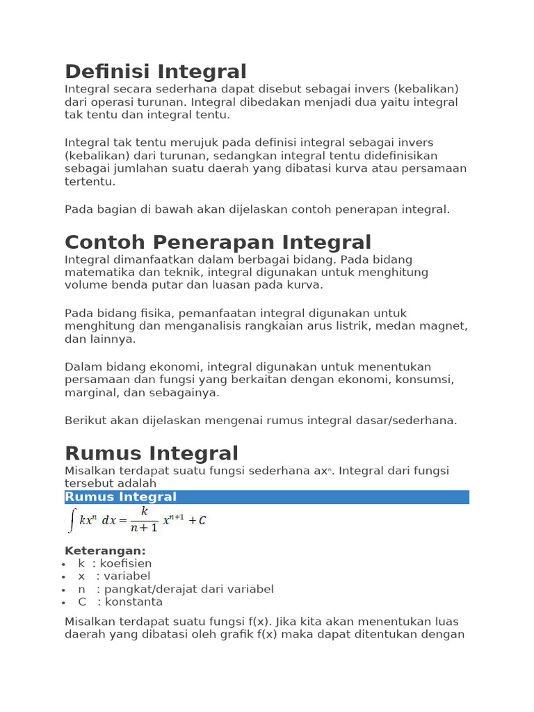 Definisi Integral | PDF