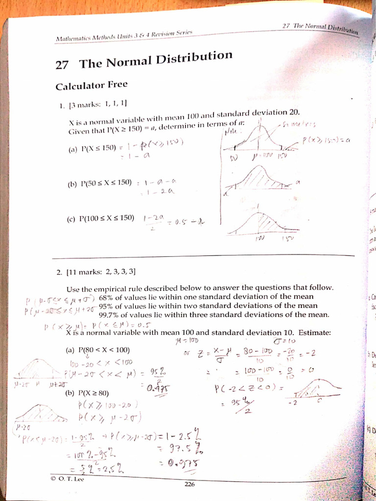 CH 27 Normal Distribution PG 226 - 240 ATAR Yellow Book | PDF