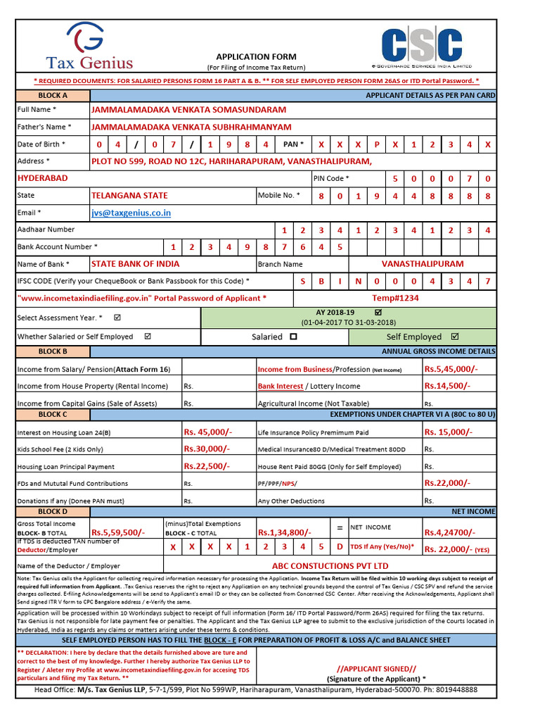 ITSal Emp Sample Form | PDF