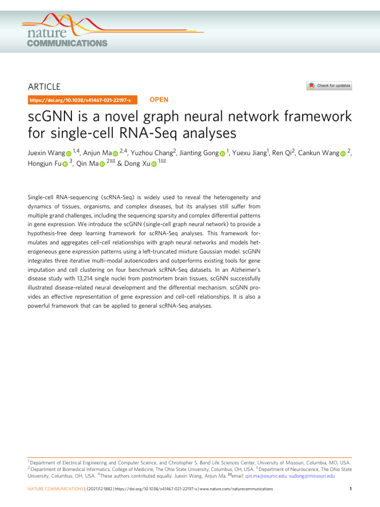 SCGNN Is A Novel Graph Neural Network Framework For Single-Cell Rna-Seq Analyses | PDF