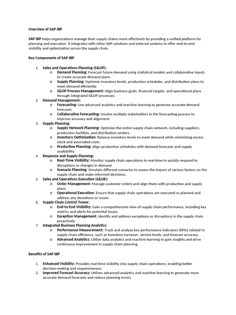 EMS & PSG- SAP IBP | PDF