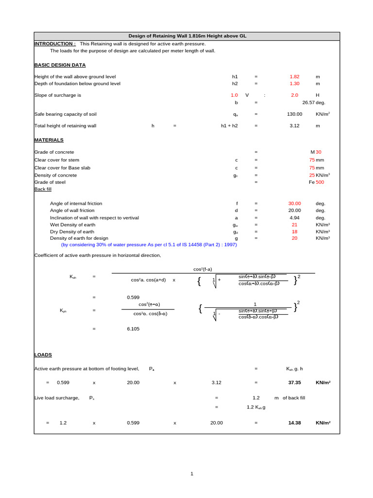 Splayed Wing Wall With LLS | PDF