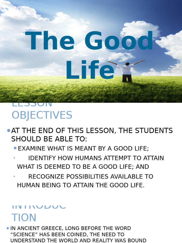 lESSON 4.2 The Good Life | PDF
