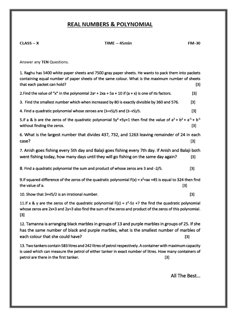 REAL NUMBERS and polynomial | PDF