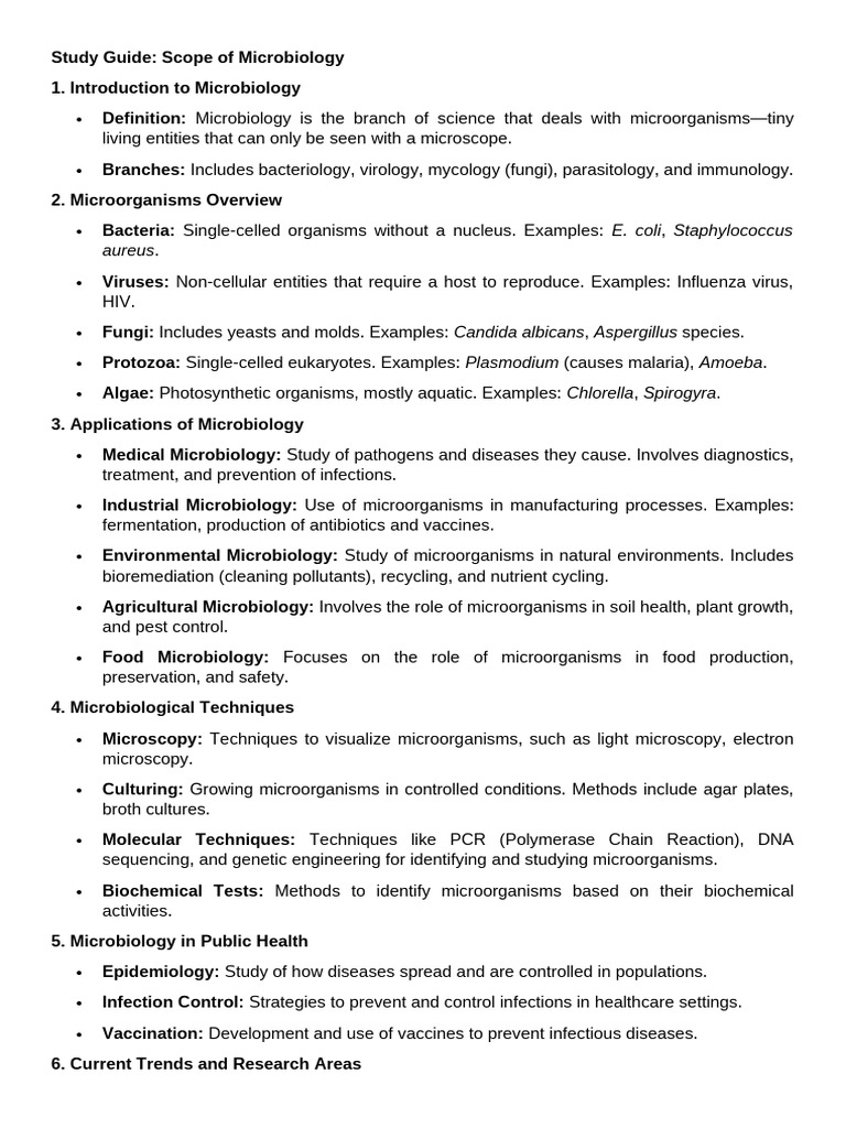 SCOPE OF MICROBIOLOGY REVIEWER NOTES | PDF