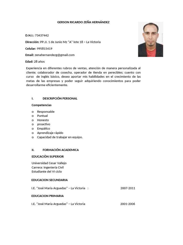 Cv-Gerson-Zeña-Hernández Actualizado | PDF