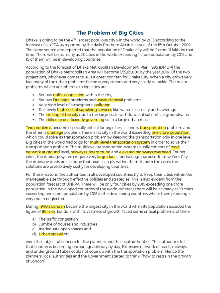 The-Problem-of-Big-Cities | PDF