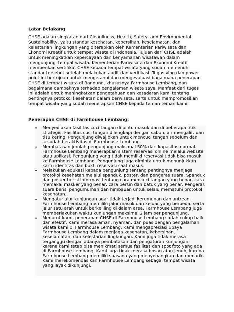 CHSE Farmhouse Lembang | PDF