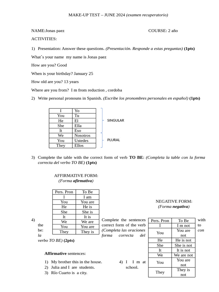 Make-Up Test - June 2024 | PDF