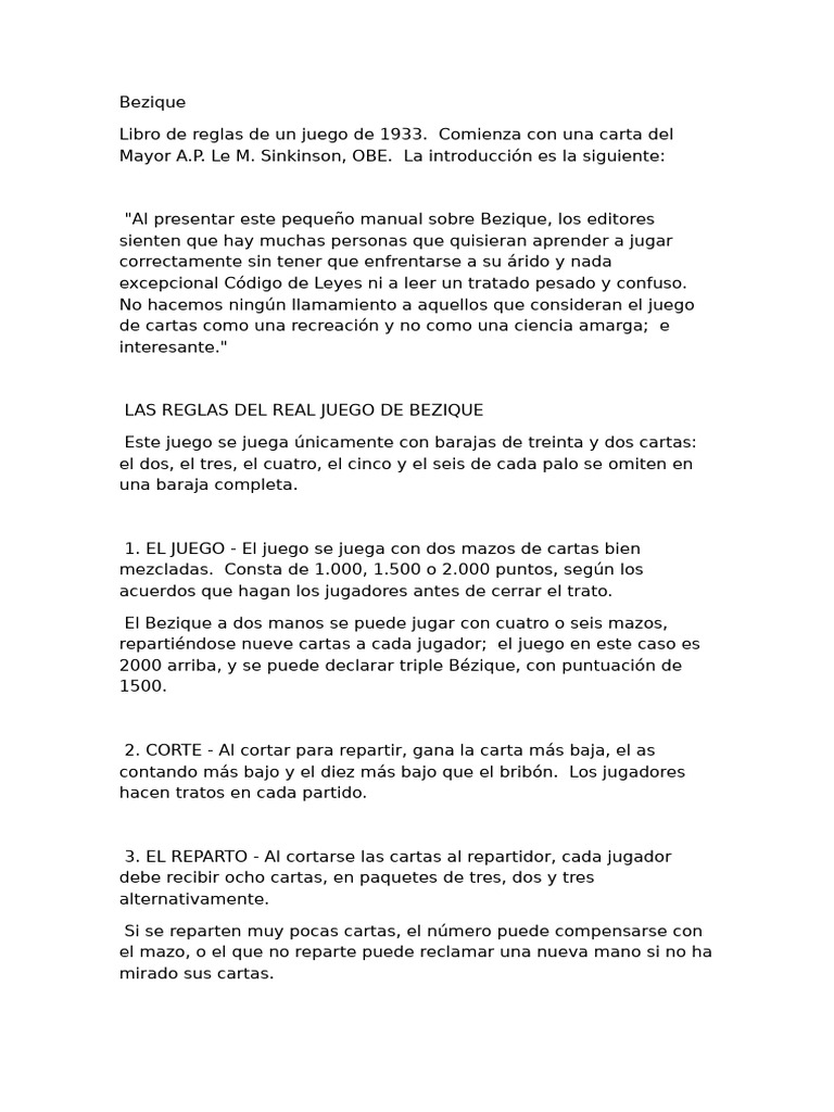 Reglas del Juego de Cartas Bezique | PDF | Jugando a las cartas | Juego ...
