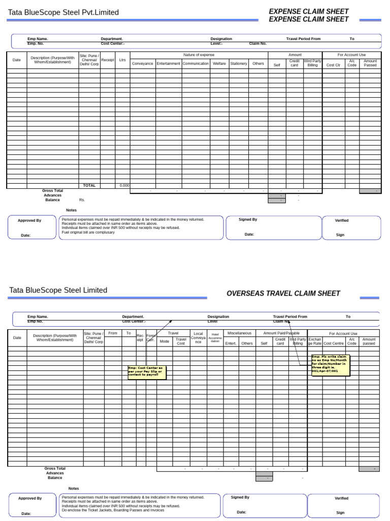 Claim Sheet 01 - 2 | PDF