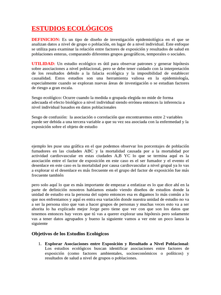 Estudios Ecológicos en Epidemiología | PDF | Población | Salud y bienestar