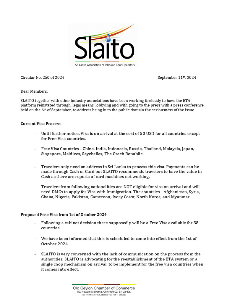 SLAITO - Circular # 250 of 11 September 2024 | PDF