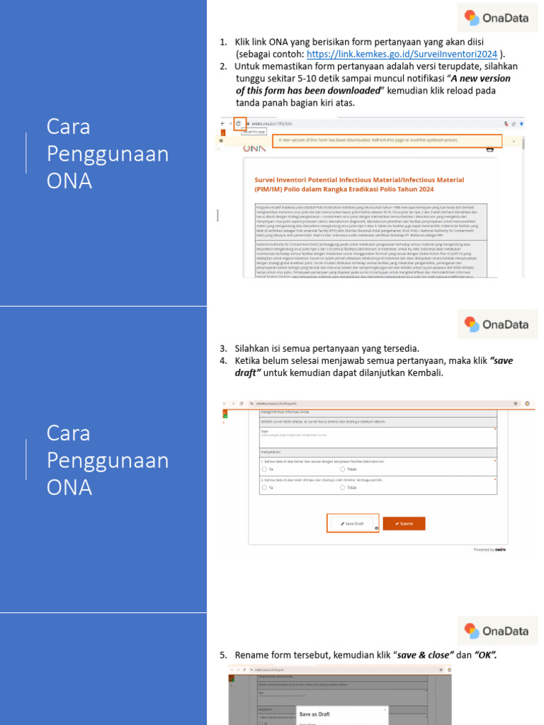 Cara Penggunaan ONA untuk Survei Inventori PIM IM 2024 | PDF