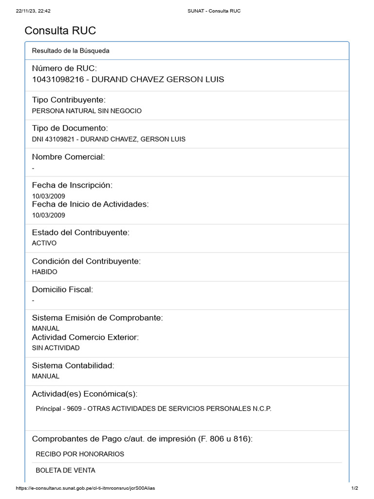 Gerson Ficha Ruc (1) | PDF