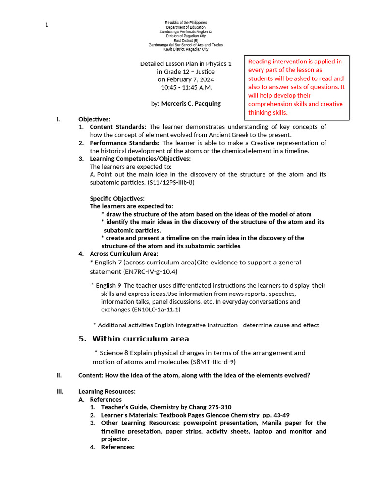 Detailed Lesson Plan in GRADE 12 SCIENCE February 7, 2024 | PDF