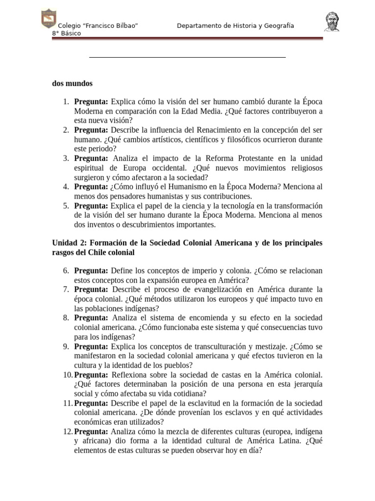 8° Cuestionario de Refuerzo Prueba Semestral | PDF