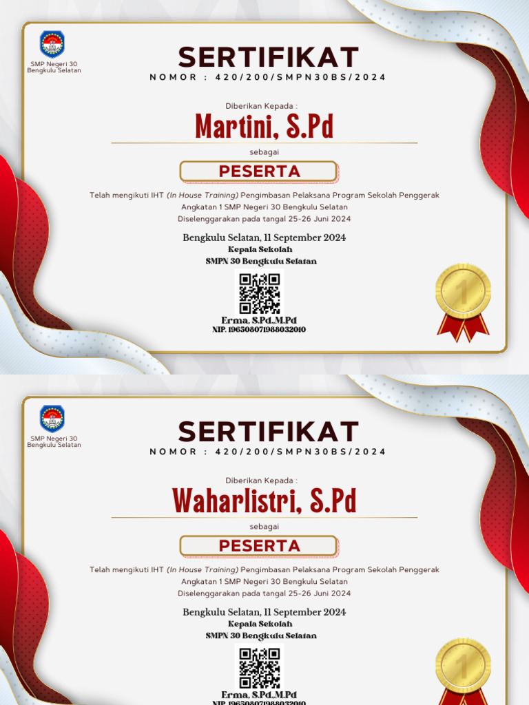(Buat Banyak 1) Merah Putih Elegan Modern Sertifikat Penghargaan Juara Lomba | PDF