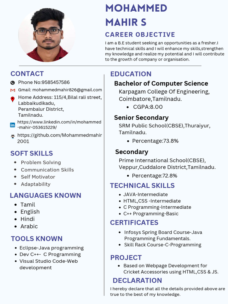 Mohammed Mahir S Resume-4 (2) | PDF