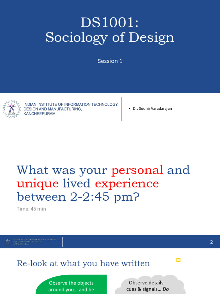 DS1001 SociologyofDesign Session1 | PDF