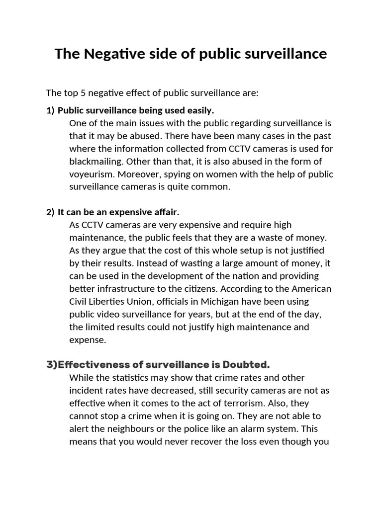Negative Side of Public Surveillance | PDF
