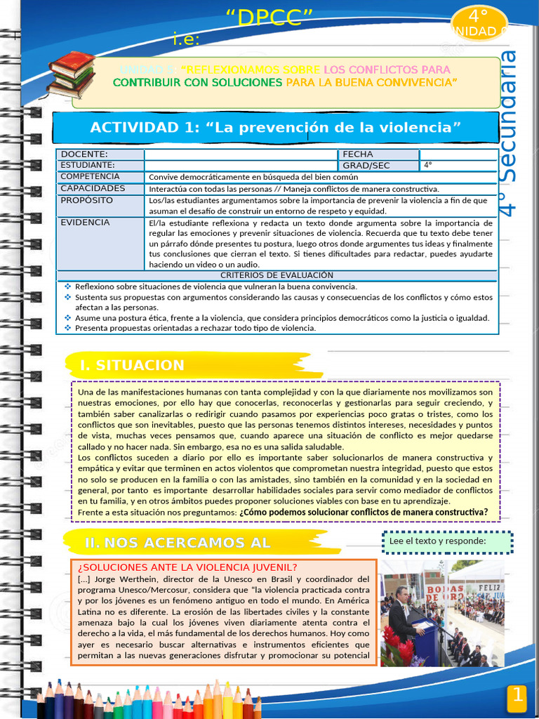 4° DPCC - Actv.01-Unid.5 2023 | PDF